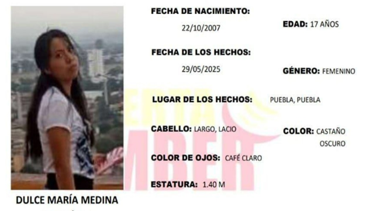 Dulce María Medina es reportada como desaparecida en Puebla; tiene 17 años