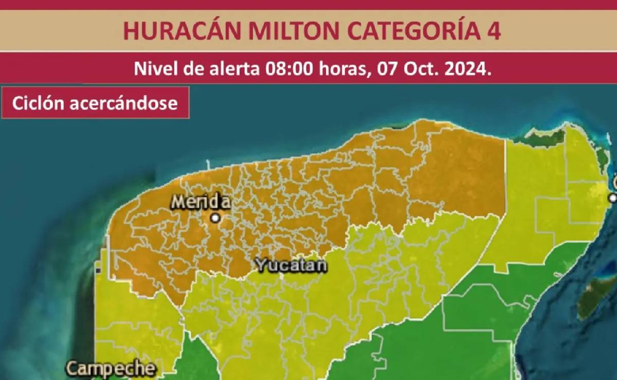Huracán Milton: ¿Qué municipios de Yucatán se encuentran en alerta naranja?