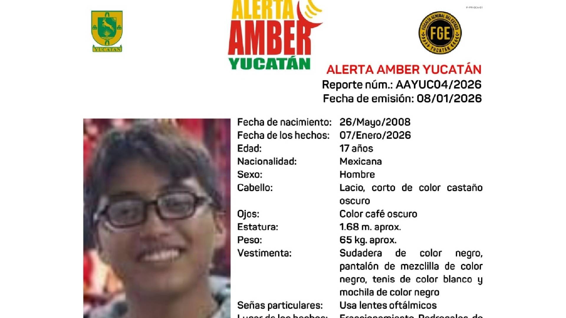 Activan ALERTA AMBER en Mérida: esto se sabe de la desaparición