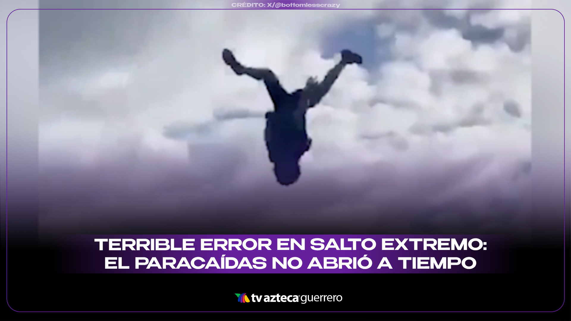 Hombre intenta salto en paracaídas y falla al abrirlo a tiempo: video