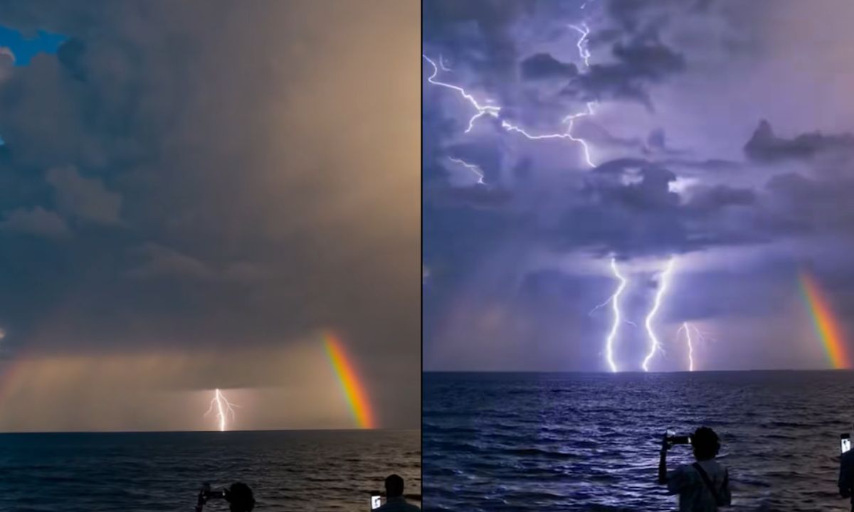 ¿Cómo captaron a un arcoíris en medio de una tormenta?