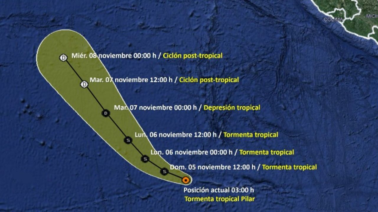 Trayectoria actual de tormenta Pilar 2023