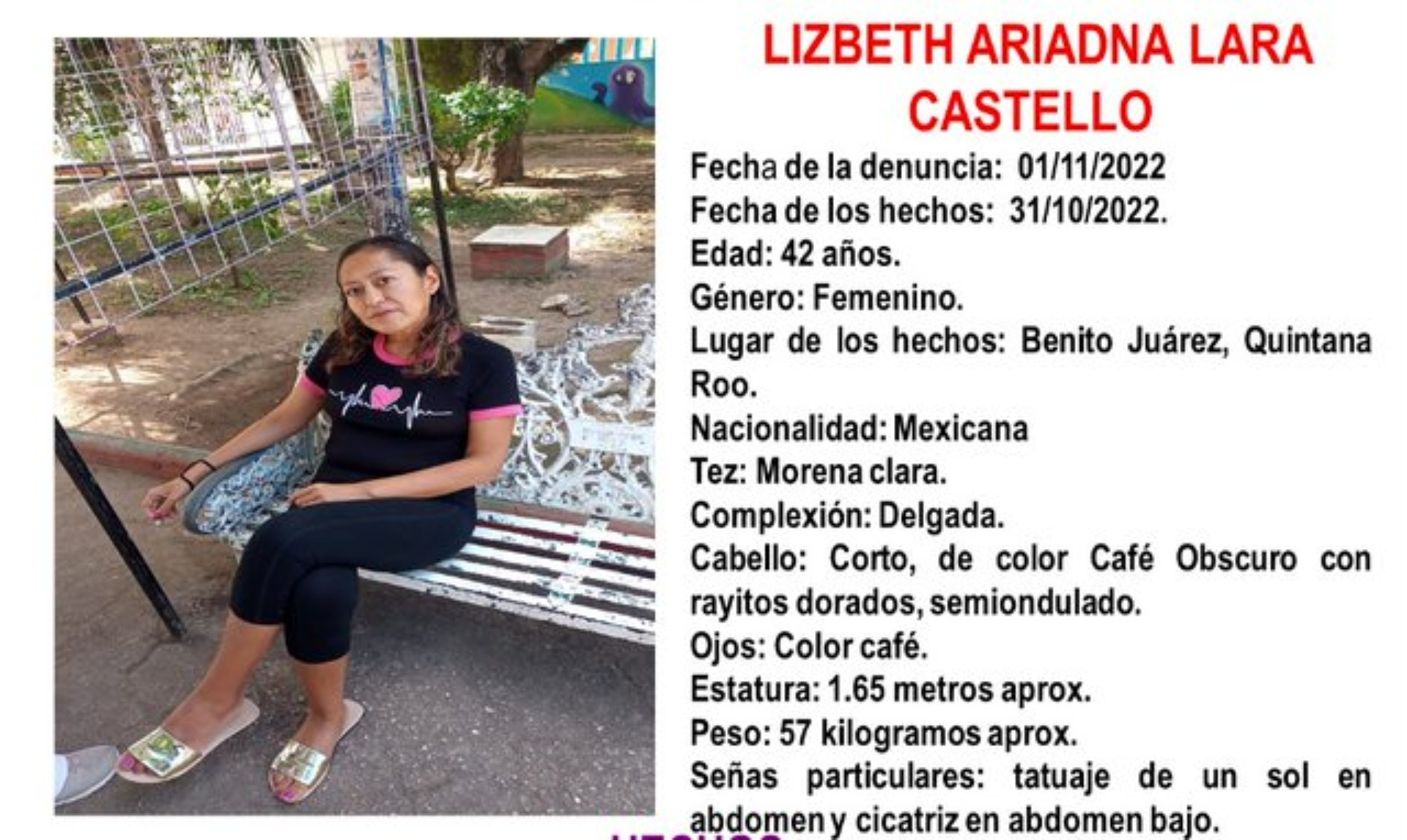 Protocolo ALBA para hallar a Lizbeth Lara en Quintana Roo