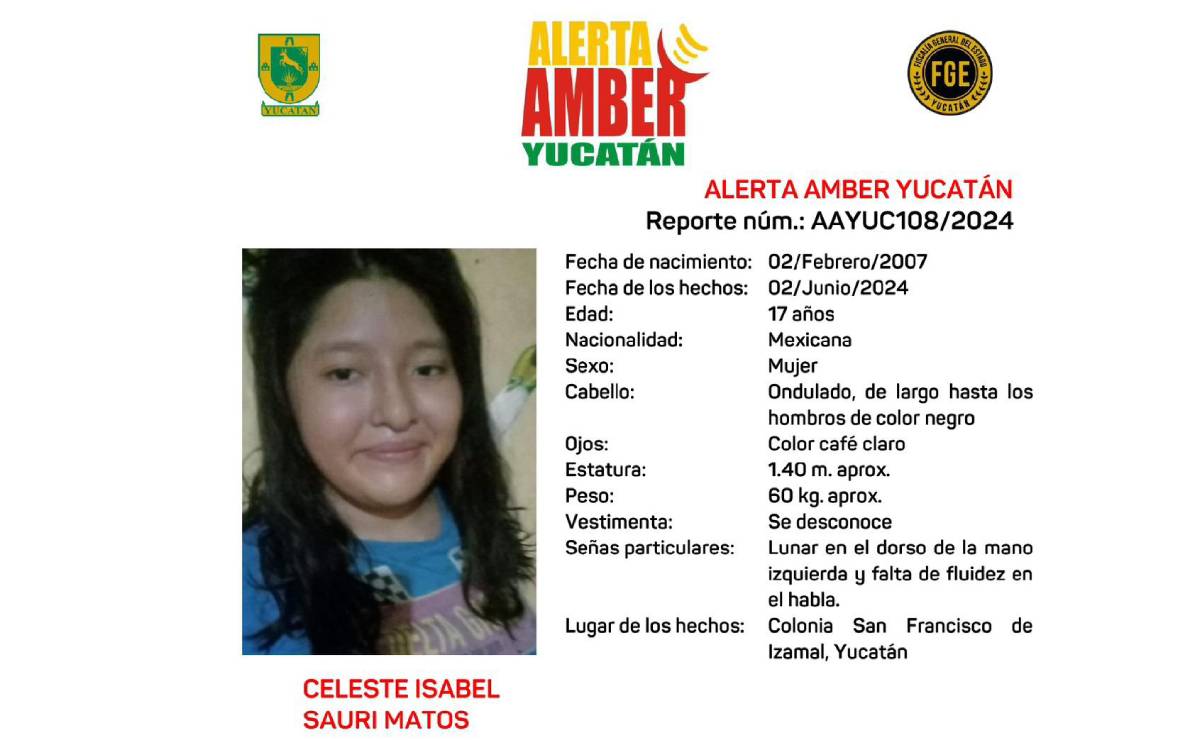 Alerta Amber: Buscan a la menor Celeste Sauri tras desaparecer en Yucatán