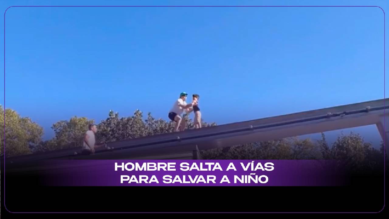 Hombre salva a niño en peligro que caminaba sobre vías de monorriel en ...
