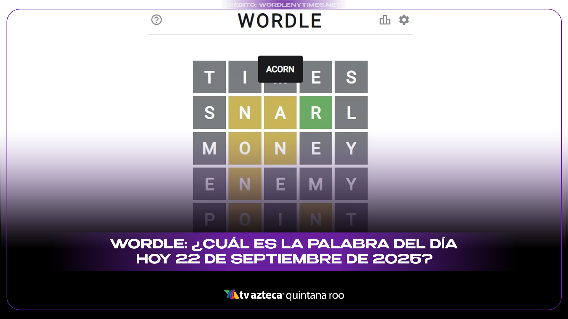 Wordle: ¿Cuál es la palabra del día HOY 22 de septiembre de 2025?