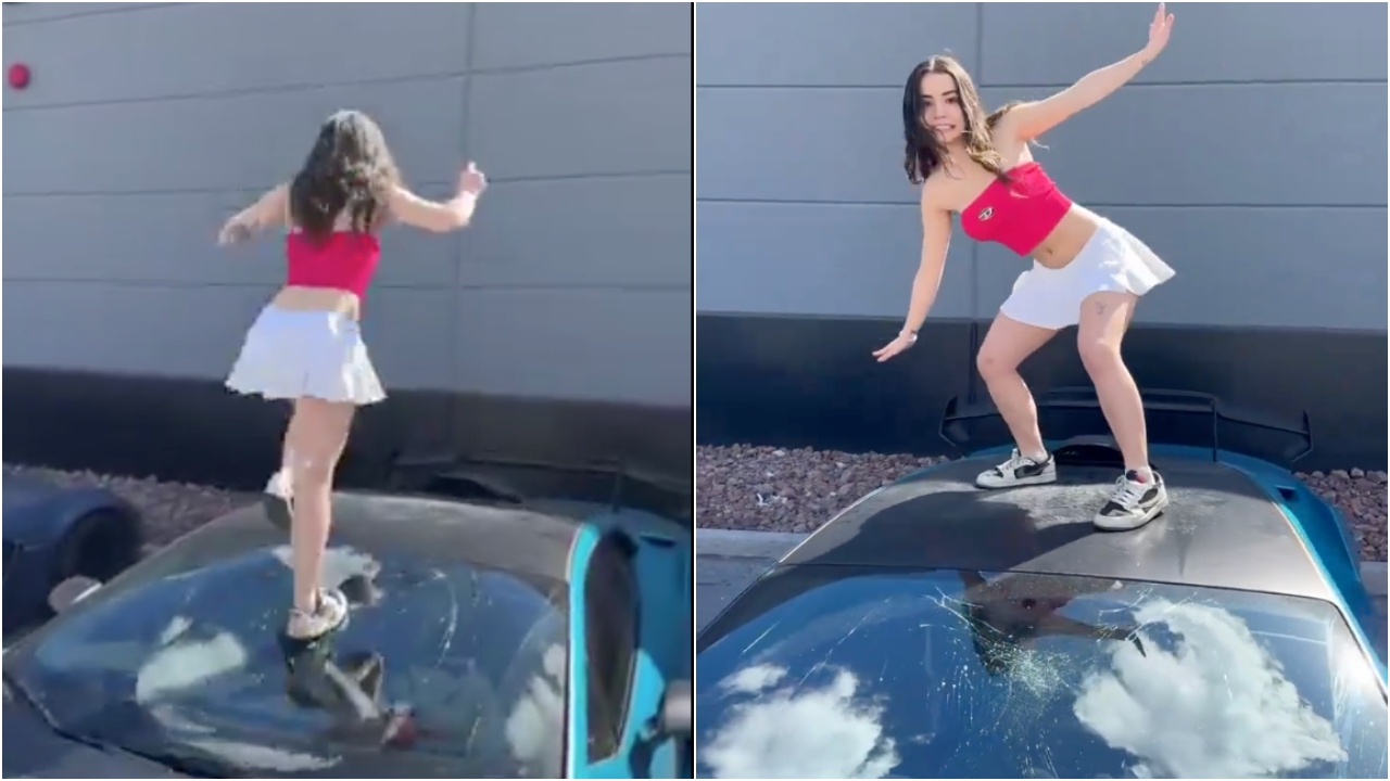 VIDEO: Influencer se sube a un auto de lujo para hacer un baile, sale mal y se hace viral