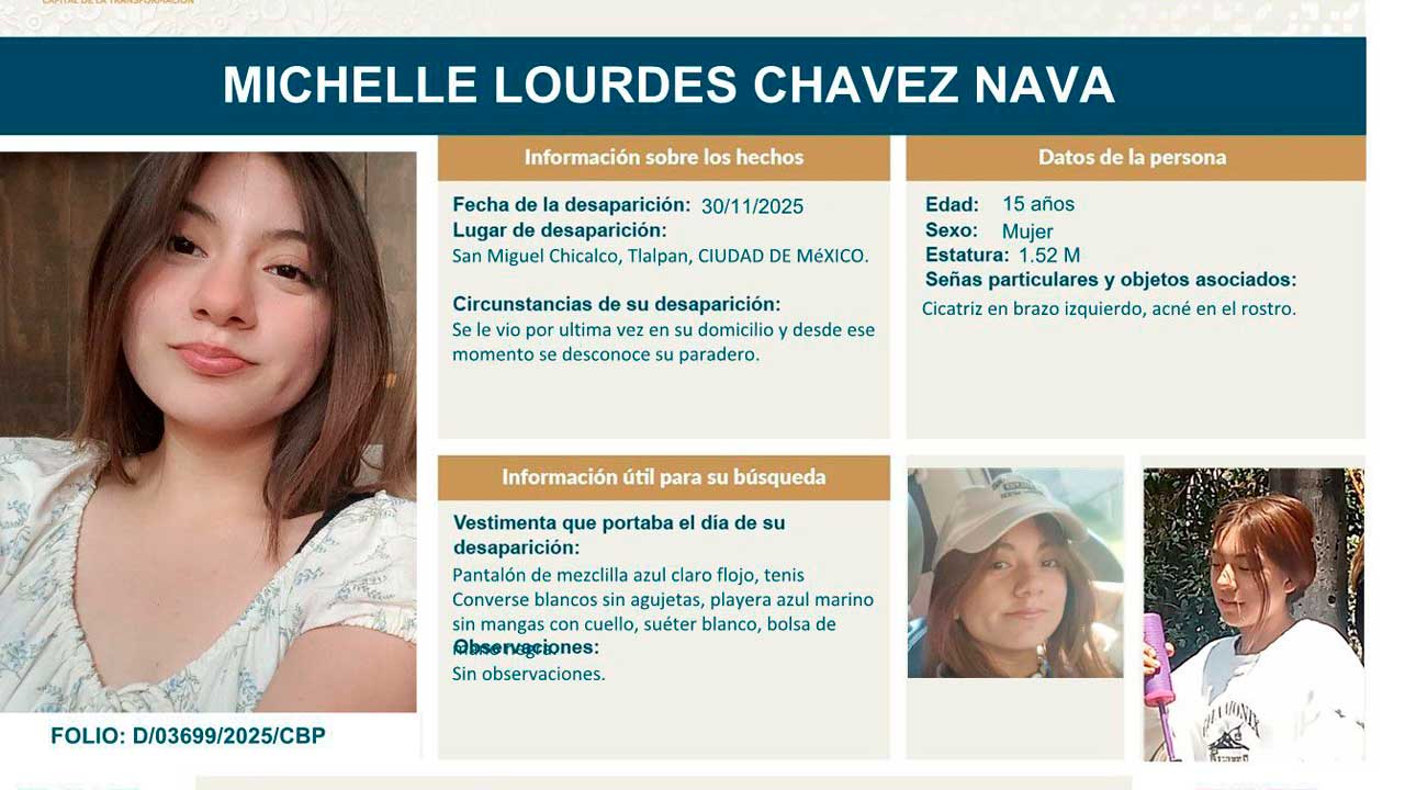 Alerta Amber: Desaparece la menor Michelle Lourdes Chávez en la CDMX