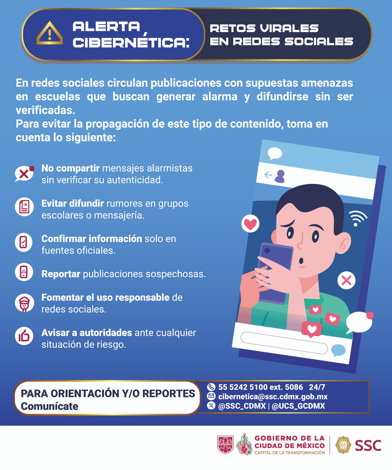 Alerta SSC sobre retos virales en redes sociales