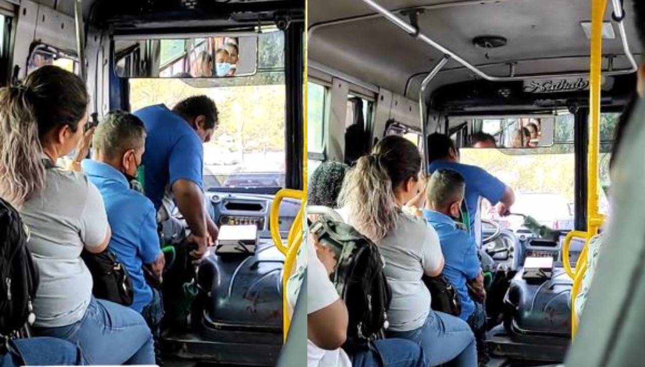 Chofer rompe palanca de su unidad de transporte en pleno viaje, mira el ...
