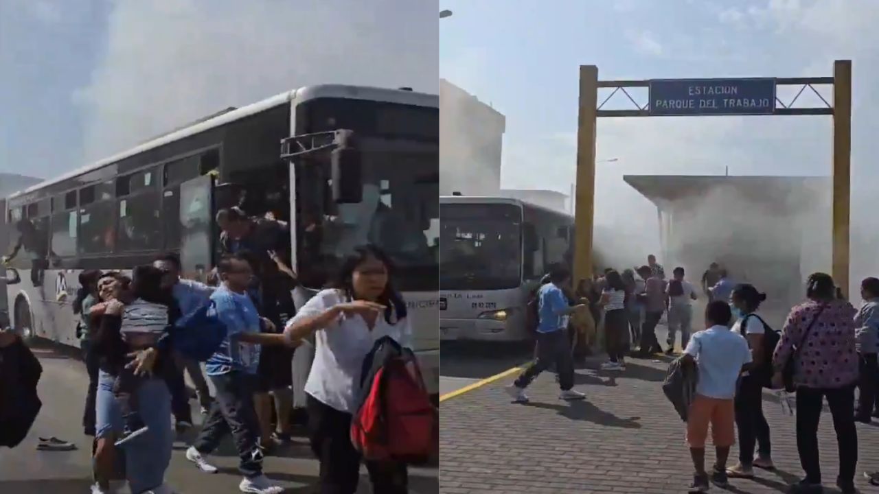 VIDEO: Bus se incendia y pasajeros salen por puertas y ventanas