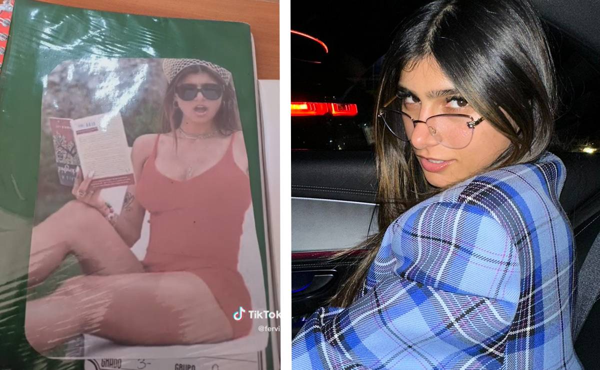 Niño forra su libreta con foto de Mia Khalifa: VIRAL