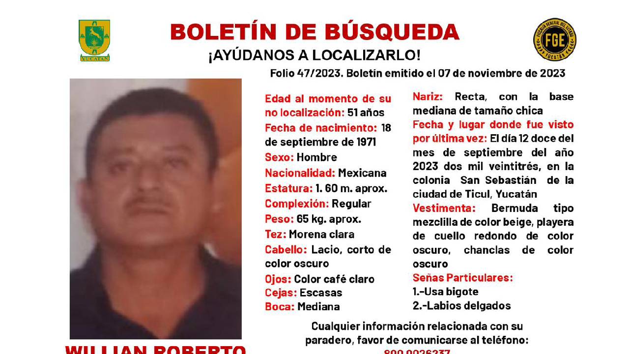 Activan boletín de búsqueda para hallar a Willian Roberto Euán Jiménez
