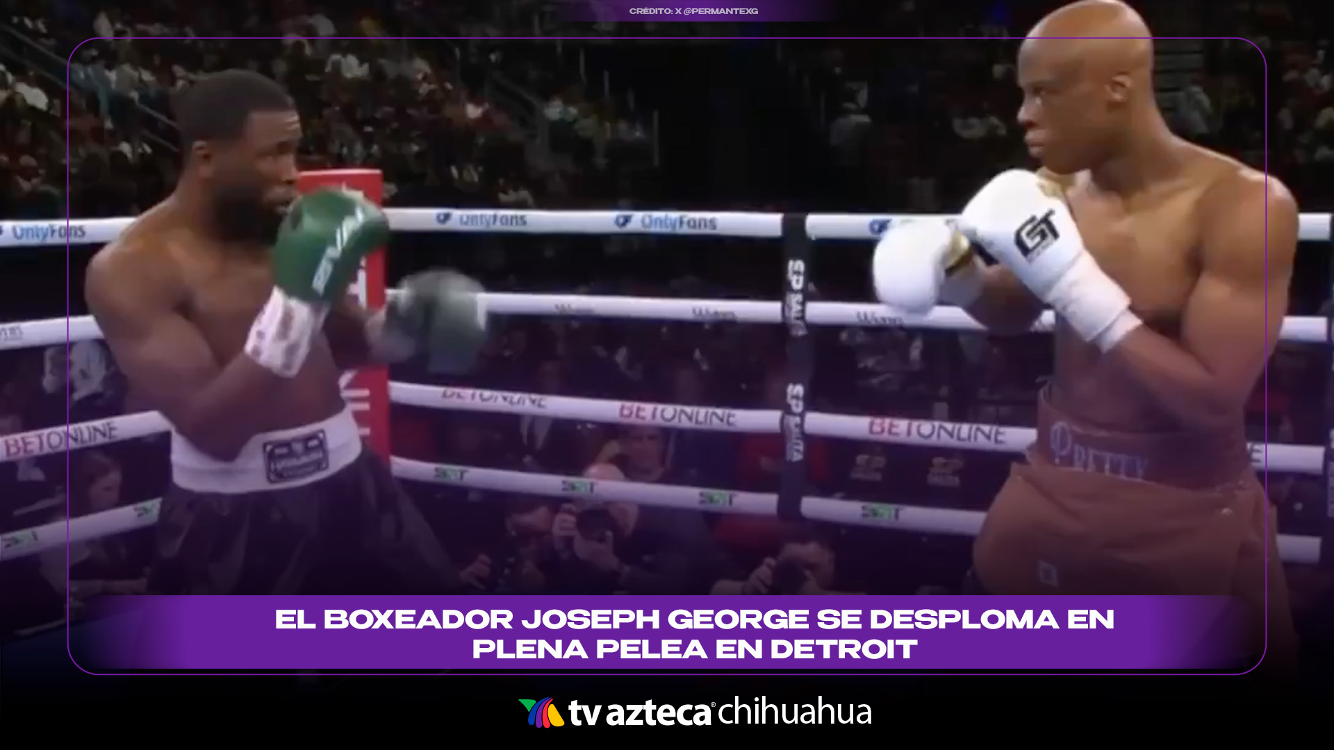 Boxeador Joseph George se desploma en su esquina; dramático momento ...