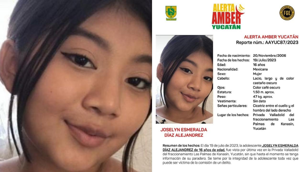 ALERTA AMBER para buscar a Joselyn Díaz de 16 años en Yucatán