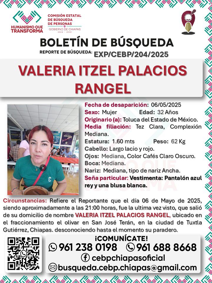 Valeria Itzel tiene 32 años y desapareció en Tuxtla Gutiérrez, Chiapas