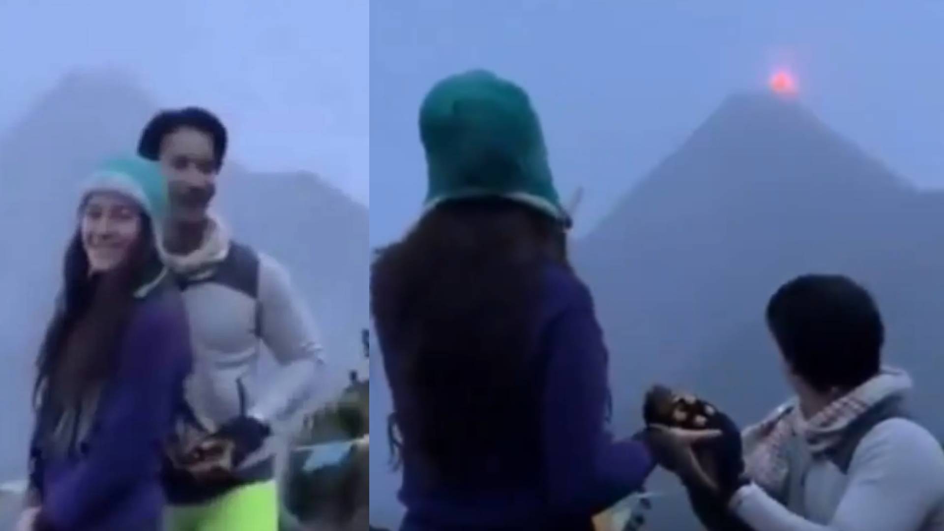 Propuesta de matrimonio viral; Pareja se compromete y el volcán de Fuego entra en erupción (VIDEO)