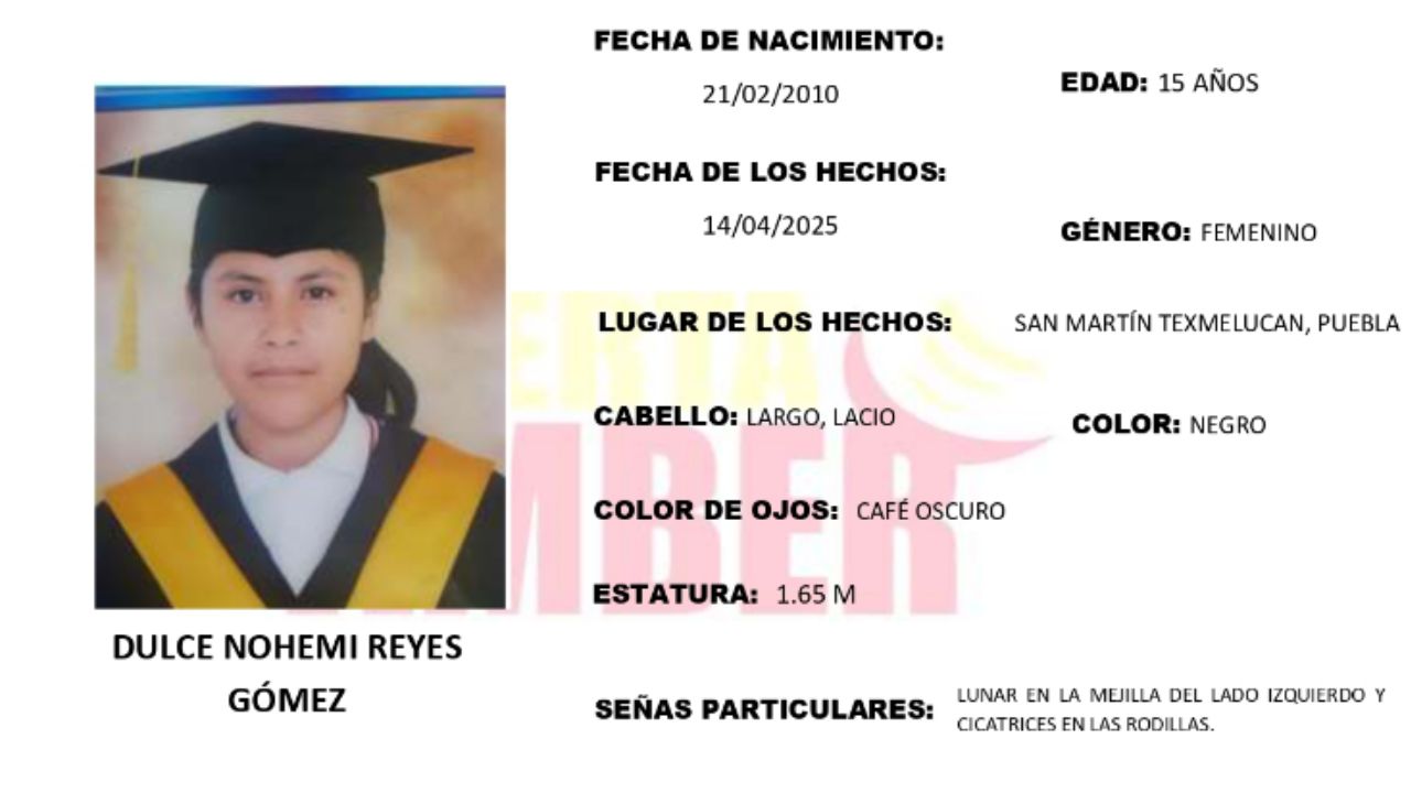 Dulce Nohemí Reyes Gómez se encuentra desaparecida, fue vista por ...
