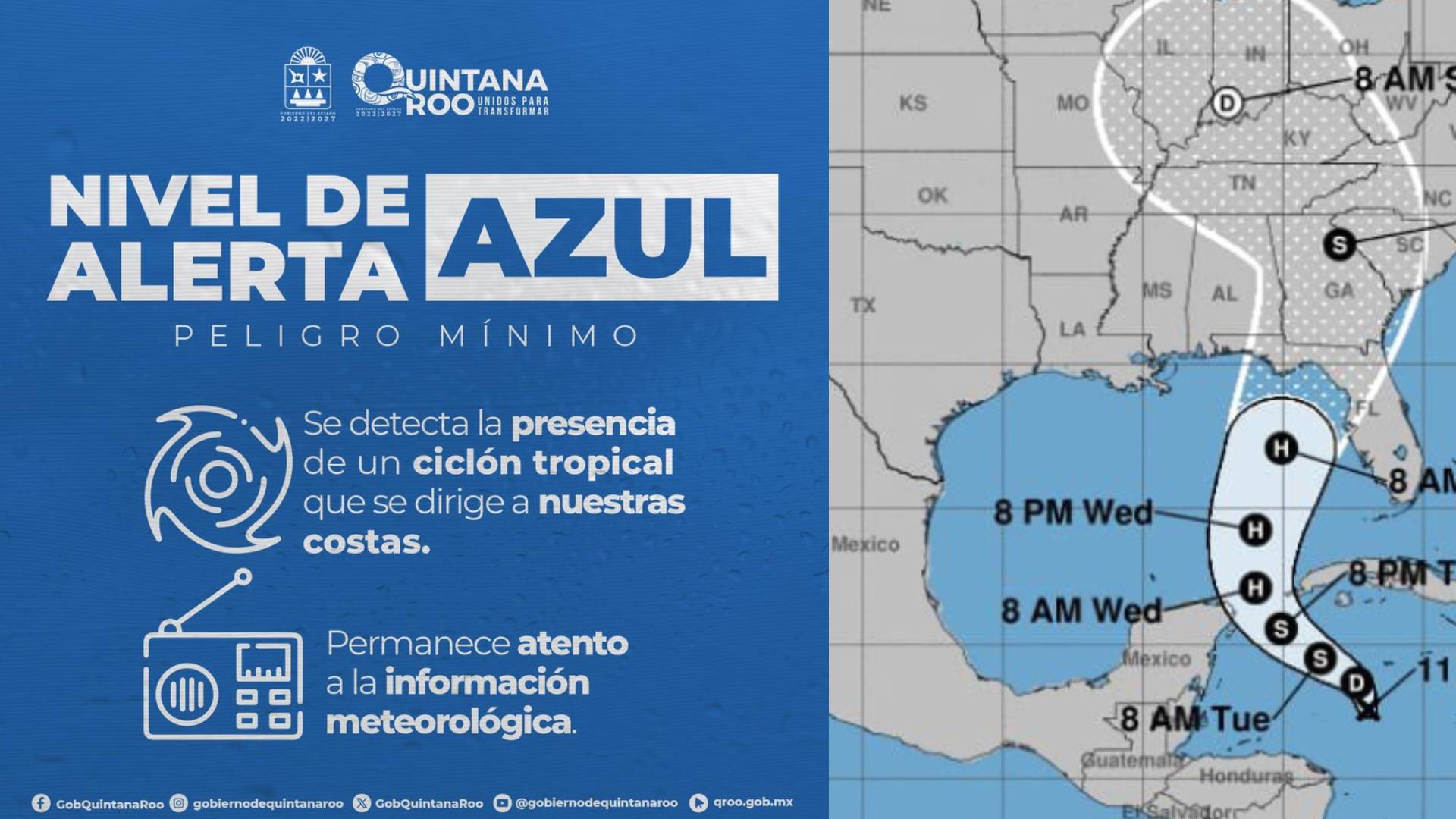 Ciclón tropical 9 en Quintana Roo provoca ALERTA AZUL