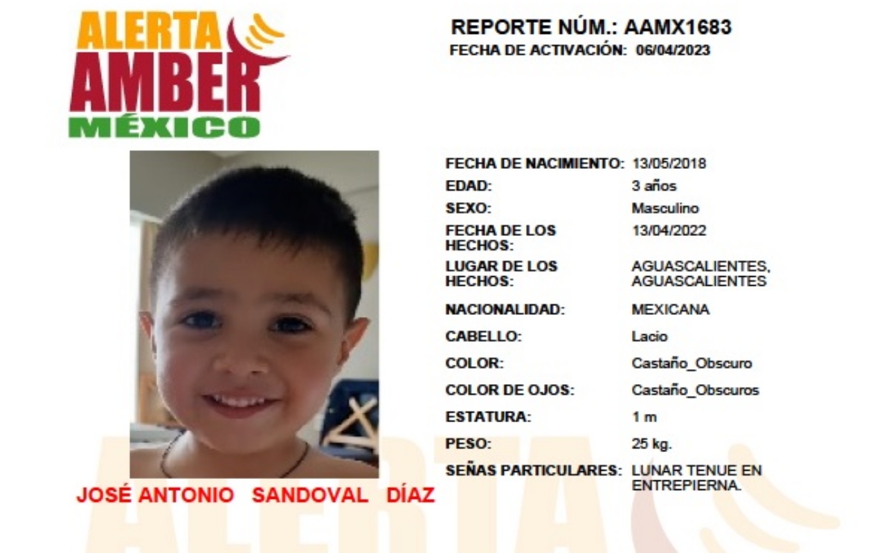 ALERTA AMBER para José Antonio Sandoval en Aguascalientes