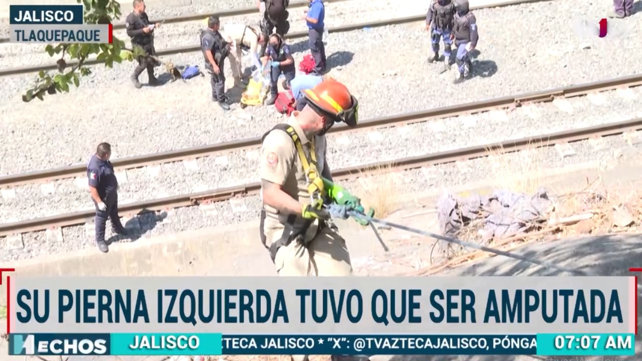 Hombre perdió la pierna izquierda al intentar ganarle el paso al tren en Tlaquepaque