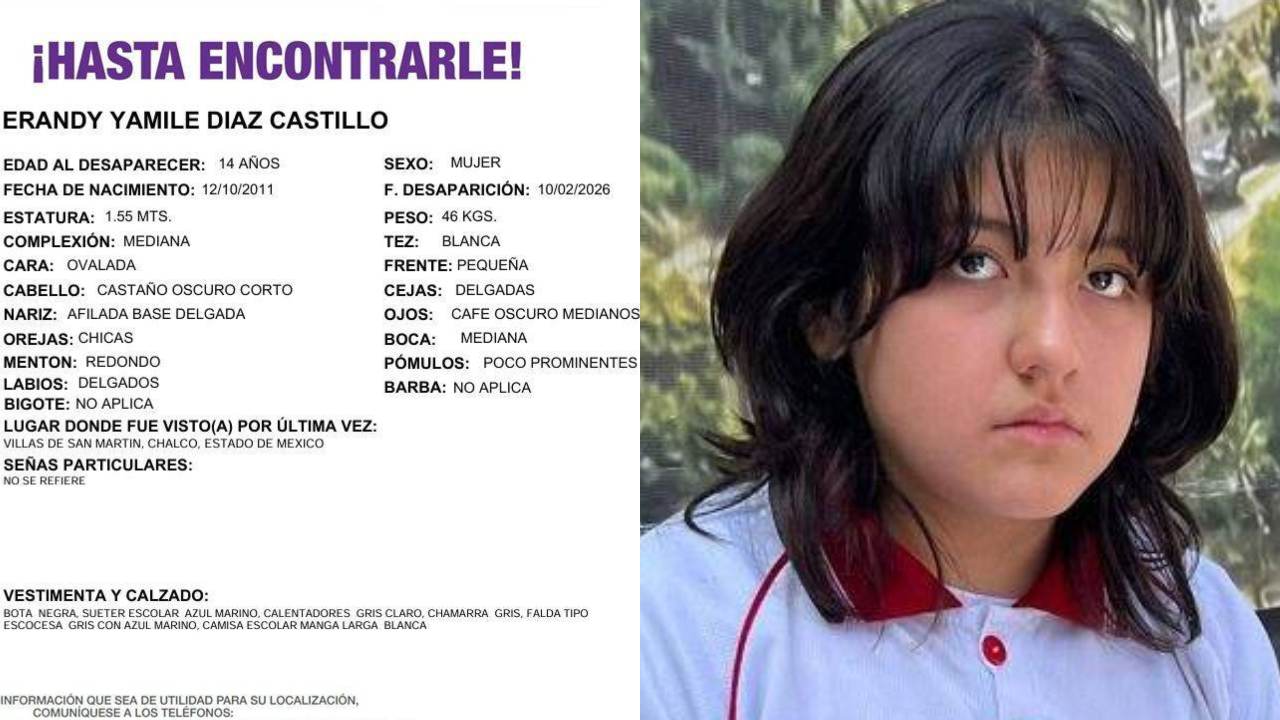 Buscanen Edomex a Erandy Yamile Díaz, tiene solo 14 años