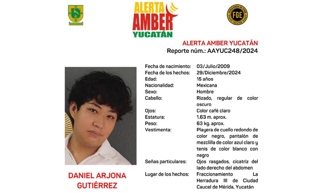 Alerta Amber en Yucatán: ¿Qué se sabe de la desaparición del menor Daniel Arjona?