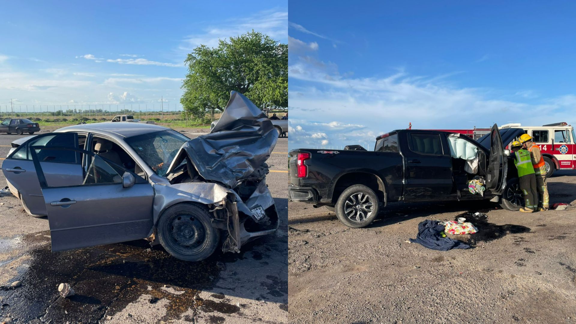 Choque en Guasave deja a un hombre muerto y un adolescente herido sobre la México 15