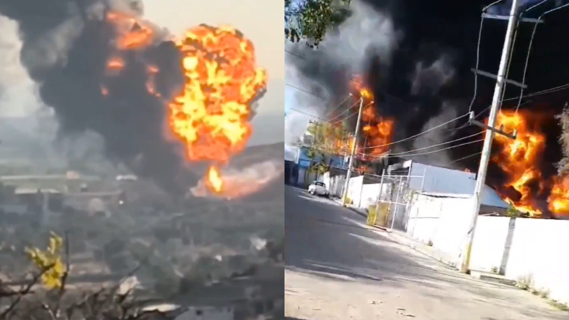 Video de la explosión que desató un fuerte incendio en una fábrica de León