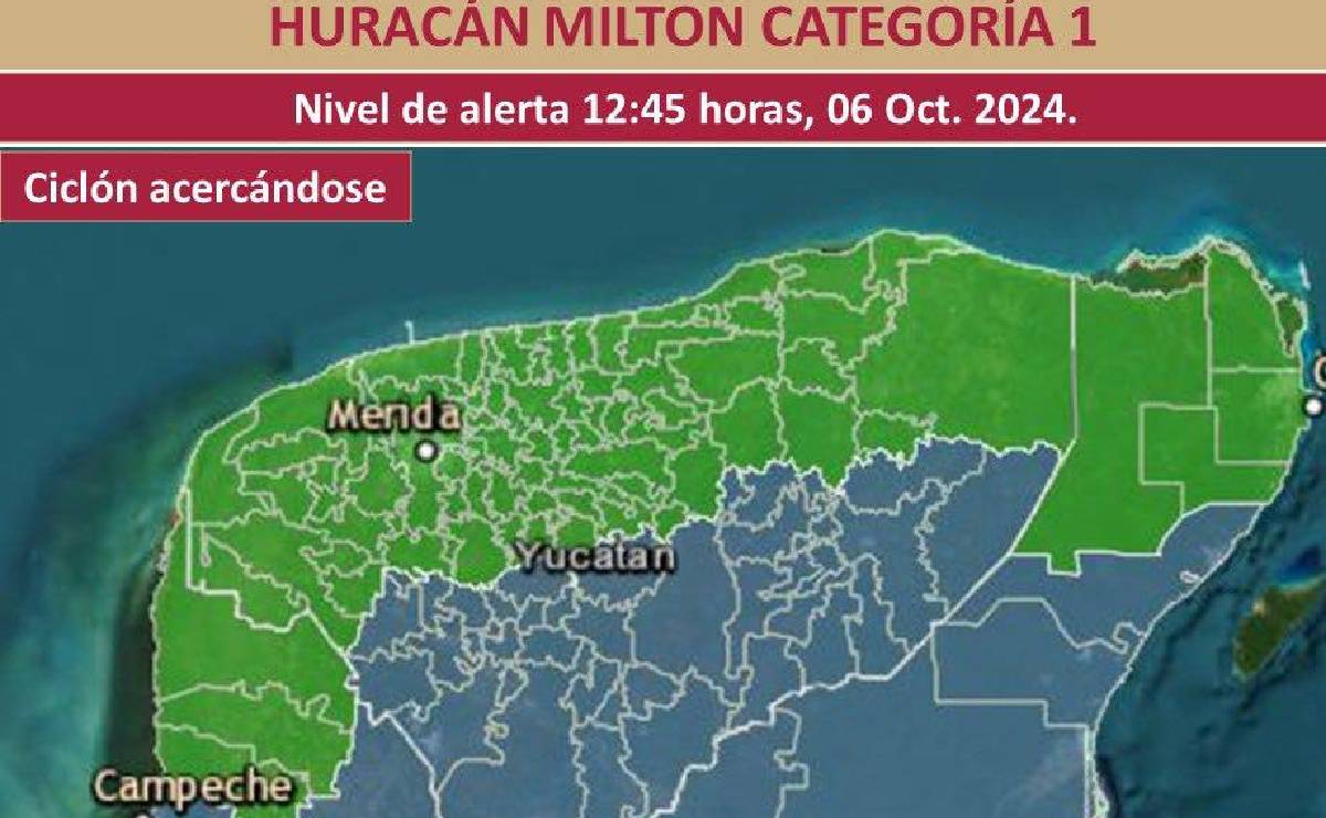 Huracán Milton: ¿Qué municipios de Yucatán se encuentran en Alerta Verde?