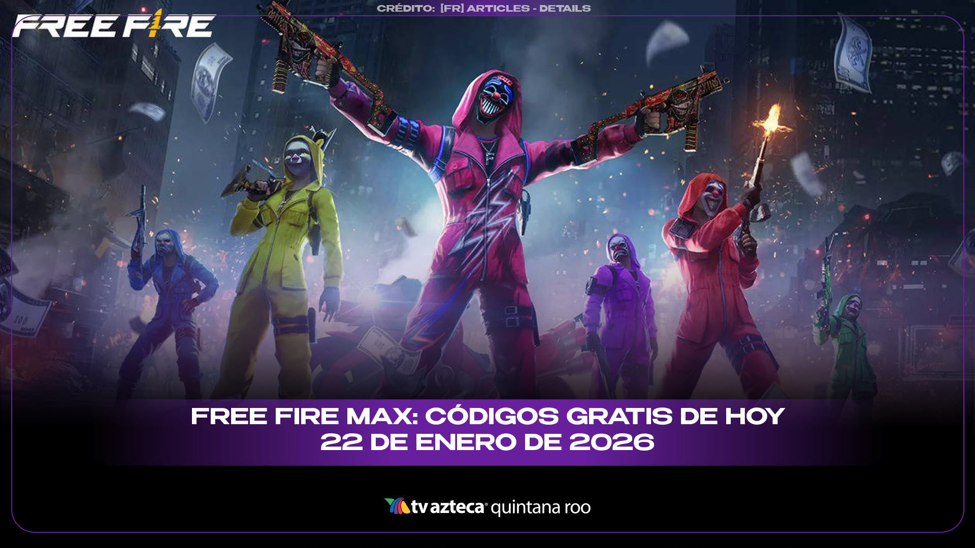 Free fire Max: Códigos GRATIS de hoy 22 de enero de 2026.