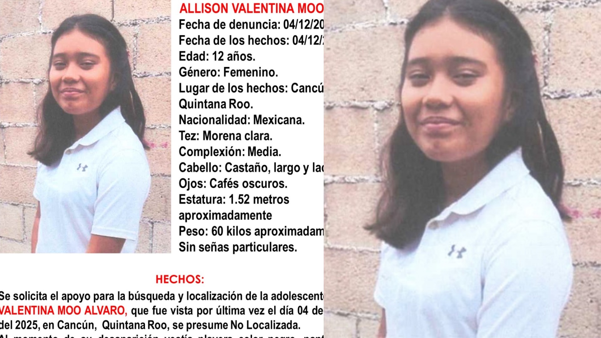 Alerta AMBER en Cancún: Buscan a Allison Valentina Moo Álvaro, menor de ...