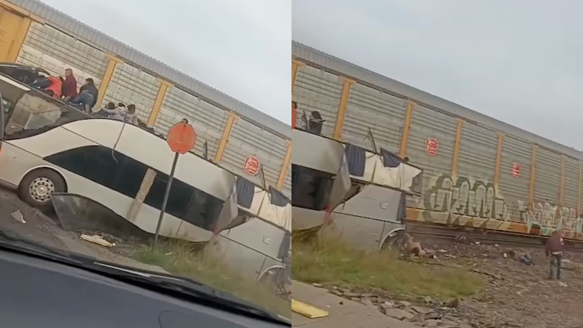 VIDEO: Así quedó captado el momento del impacto del tren a un autobús ...