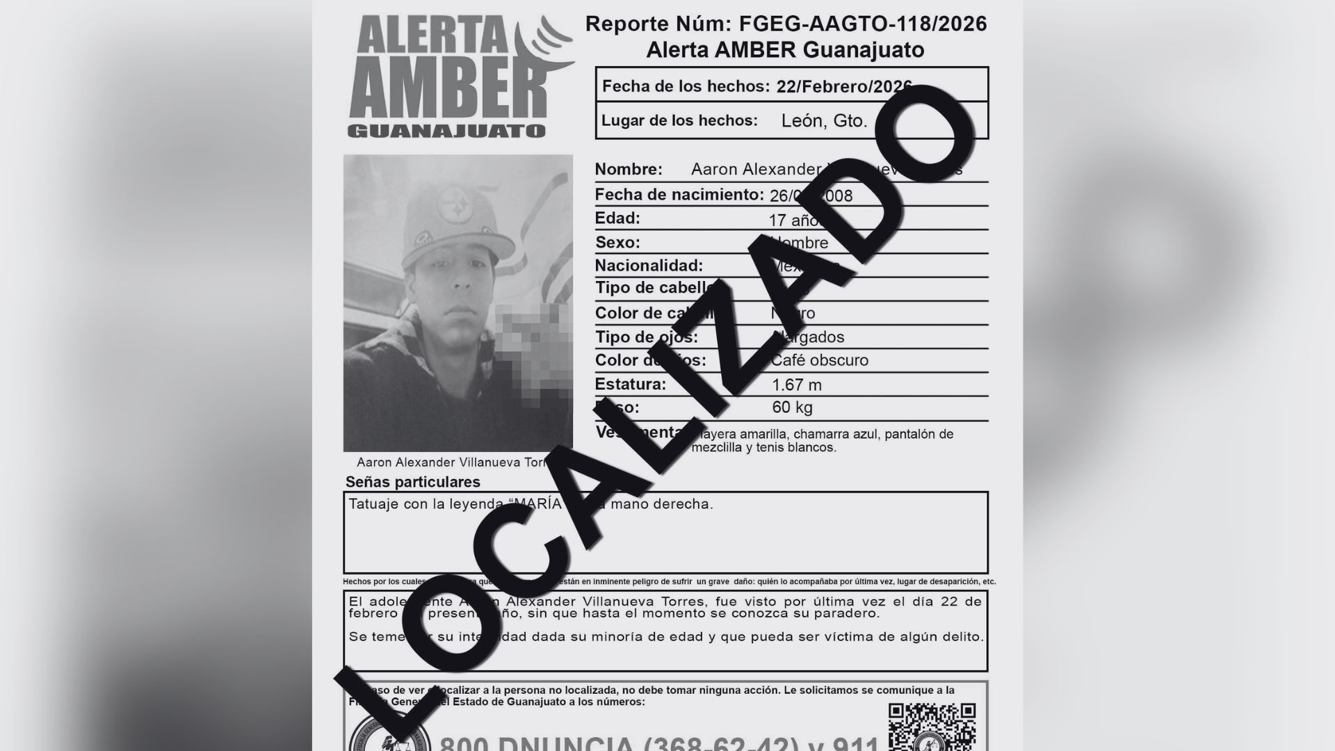 Localizan sin vida a Aaron Alexander en León: Desactivan Alerta AMBER ...