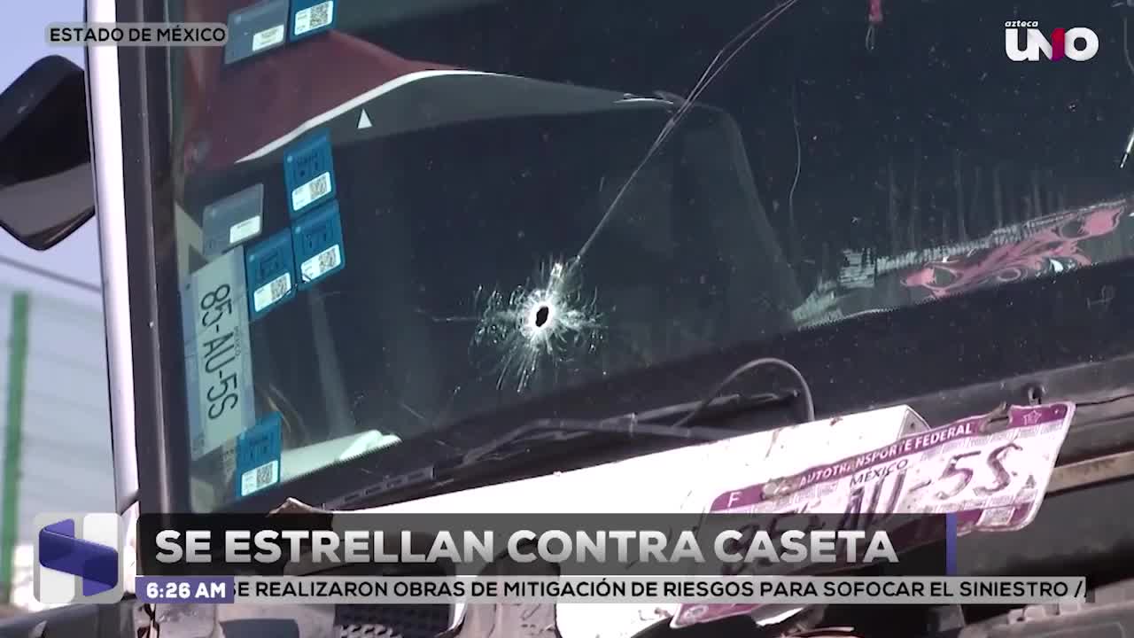 En intento de robo, tráiler se estrella contra caseta