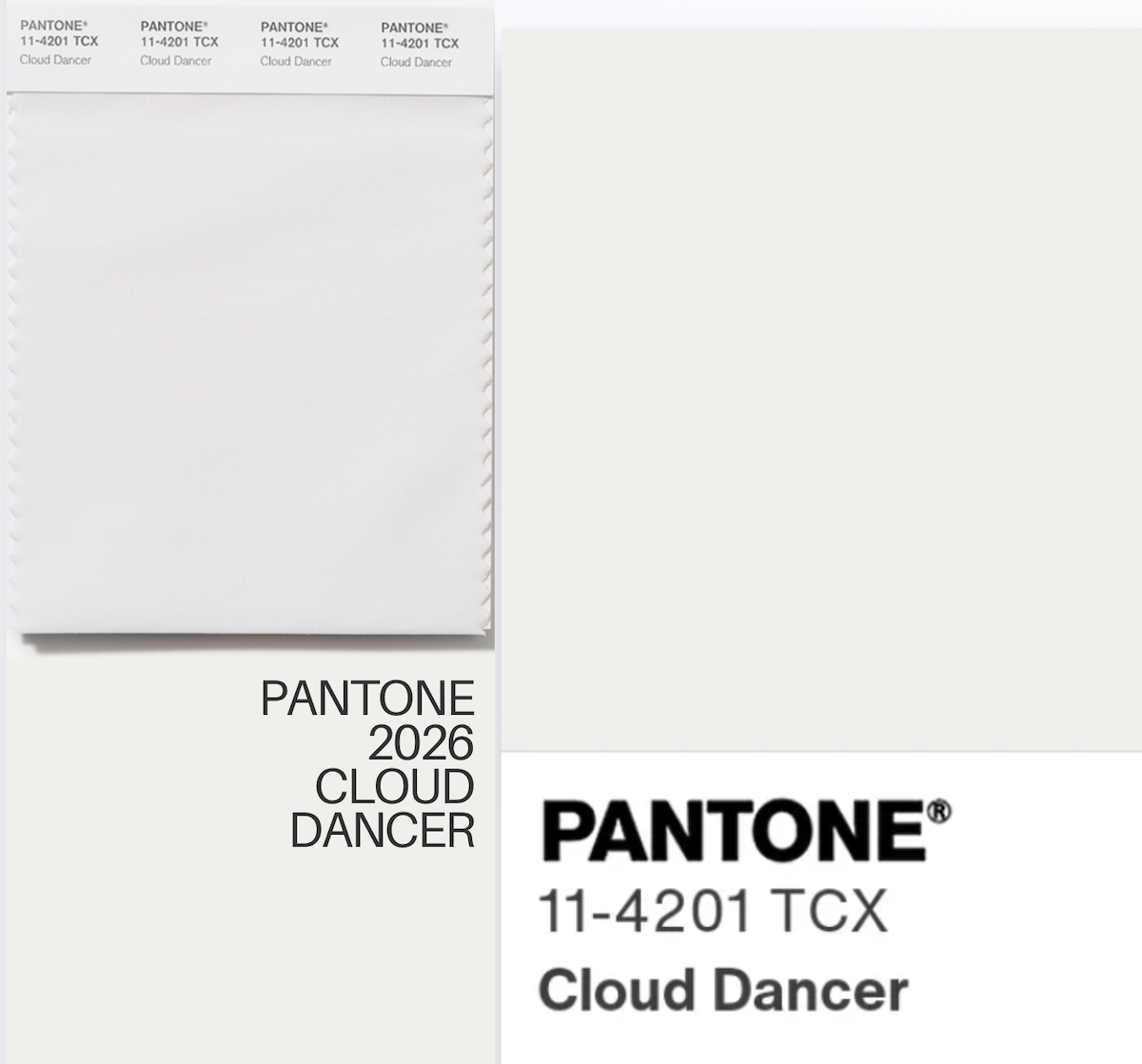 Pantone color del año 2026: "Cloud Dancer"