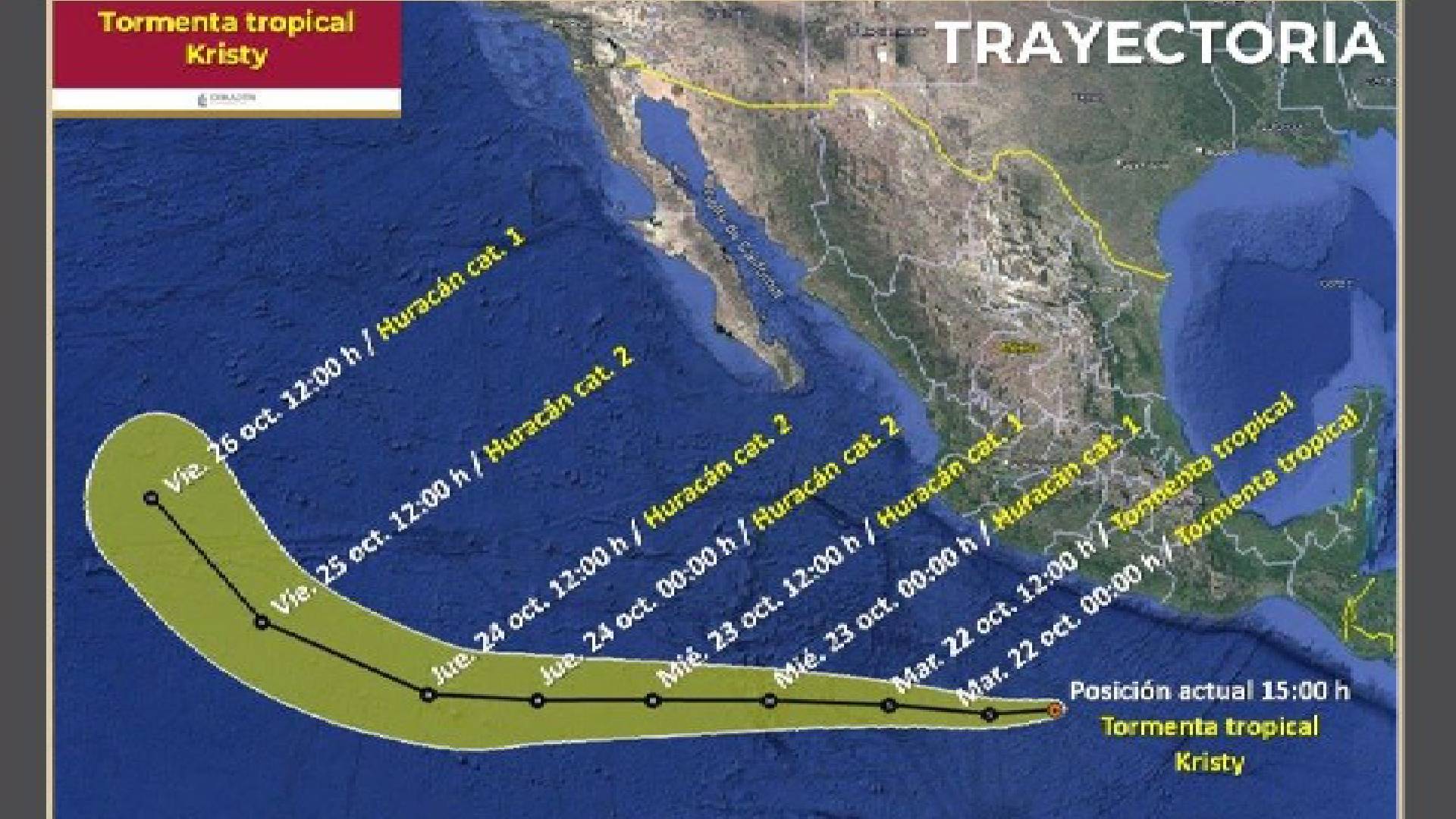 Tormenta tropical Kristy: Se forma el fenómeno frente a costas mexicanas