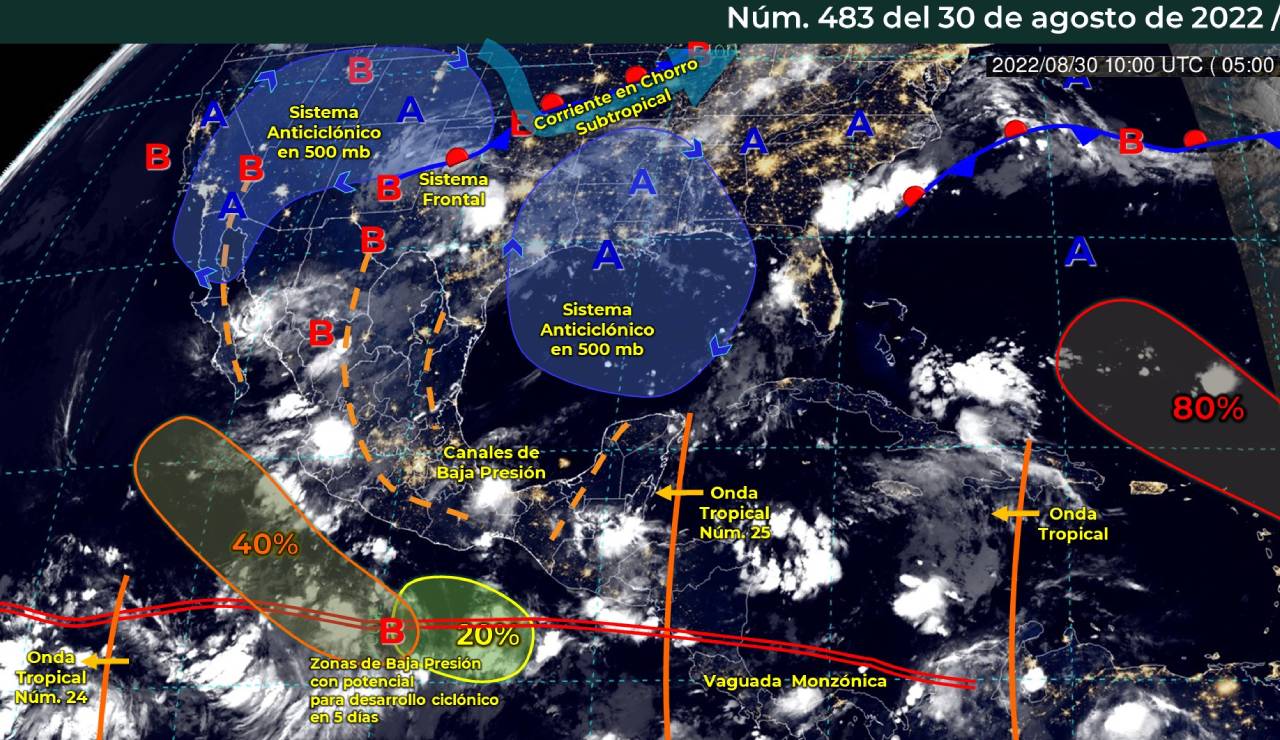 Clima en Quintana Roo y México el 30 de agosto de 2022