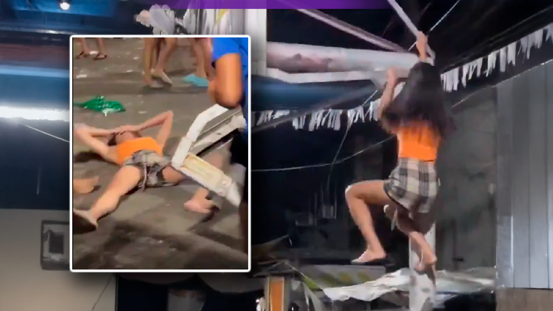 Joven sufre caída al bailar twerking en canasta de básquetbol