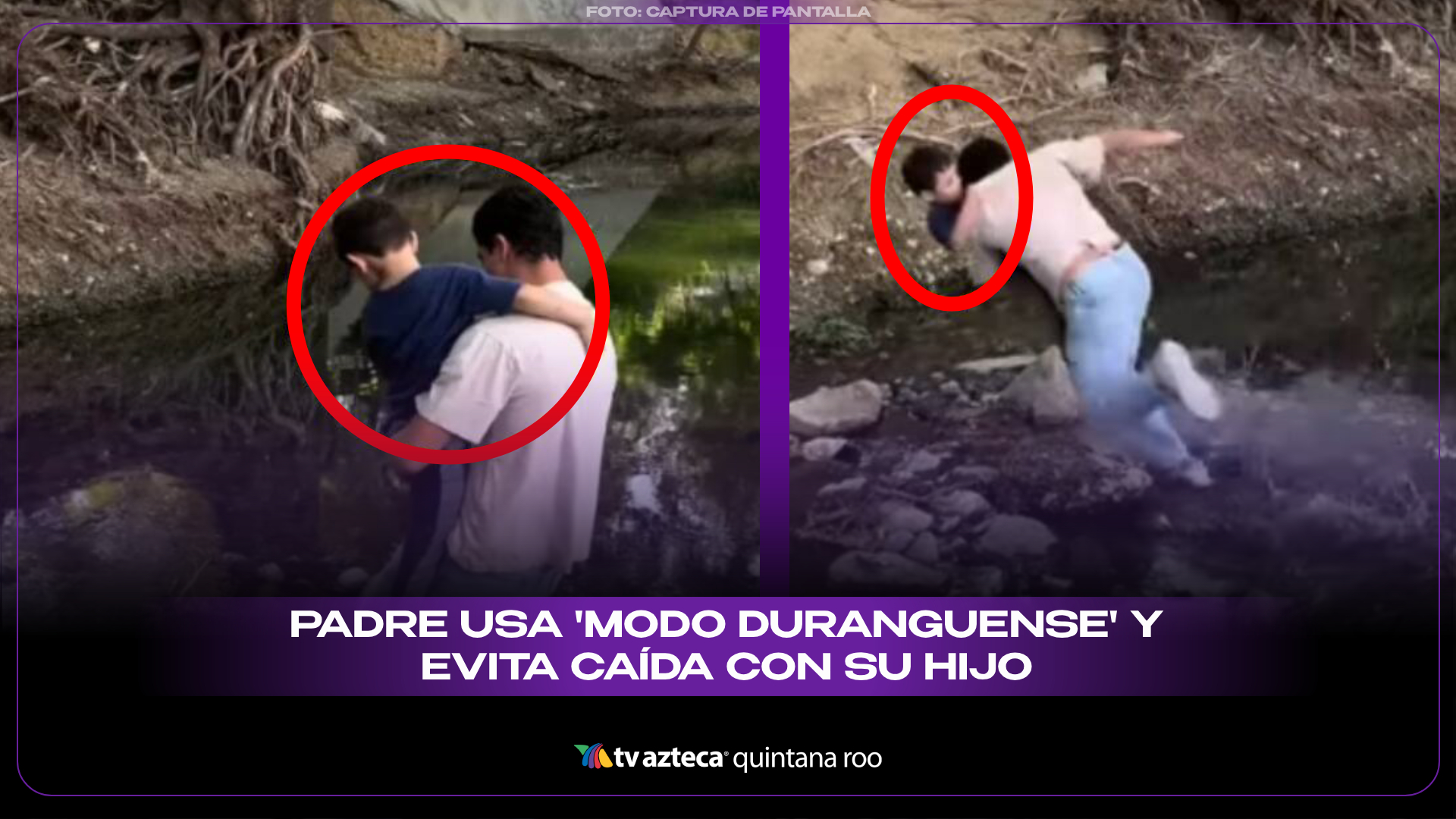 VIDEO: Papá evita fuerte caída al usar su 'modo duranguense' en pleno ...