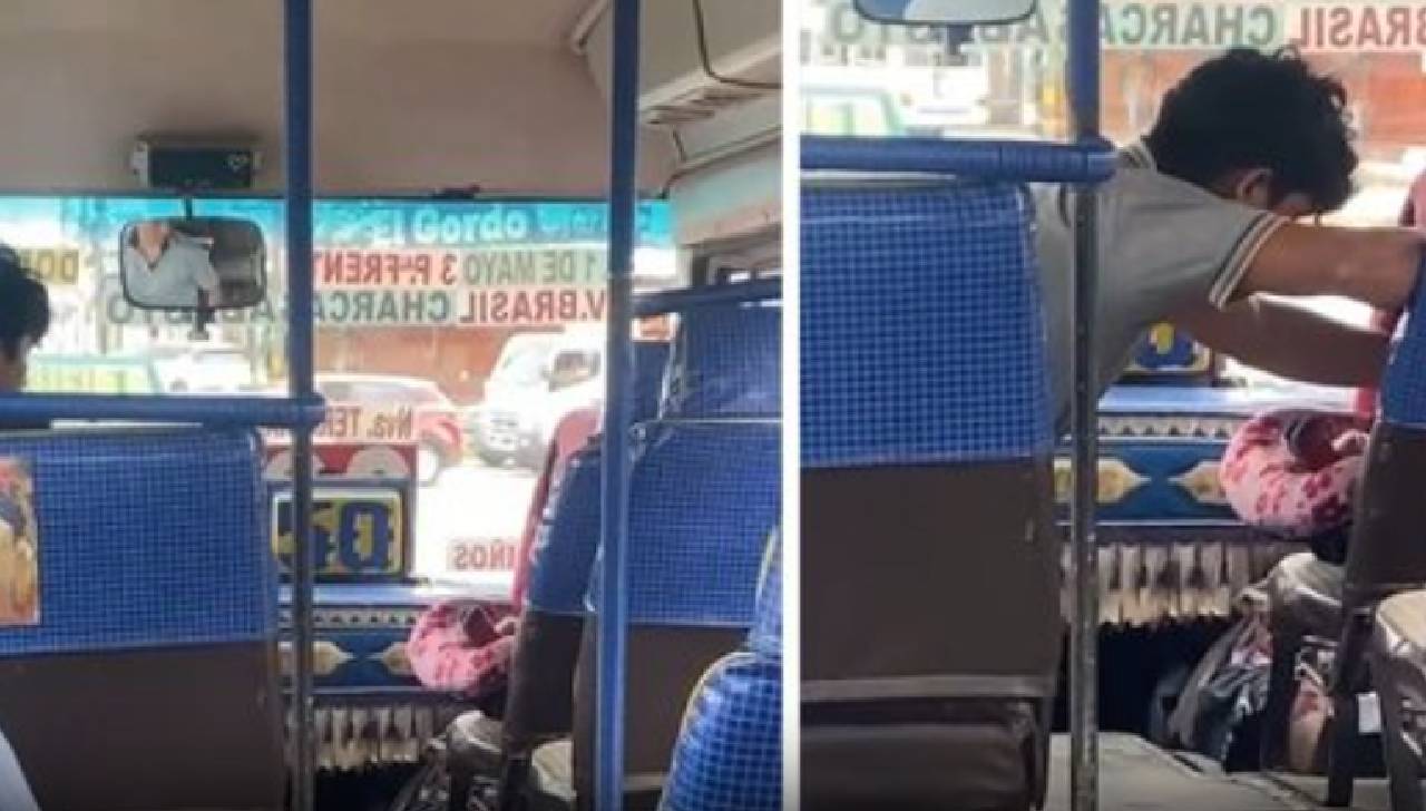 Conductor de microbús se vuelve viral por cuidar a su hija mientras trabaja