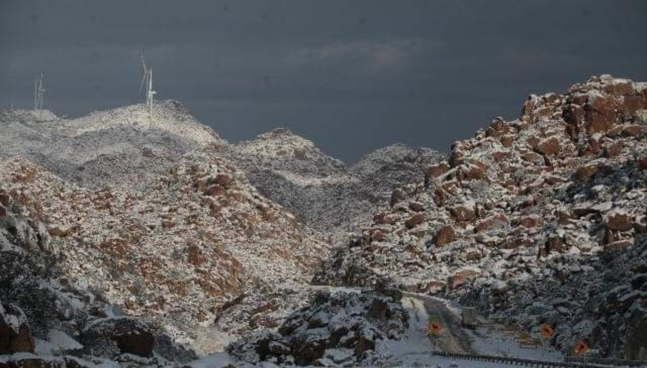 Así fue la primera nevada del año en la Rumorosa, Baja California
