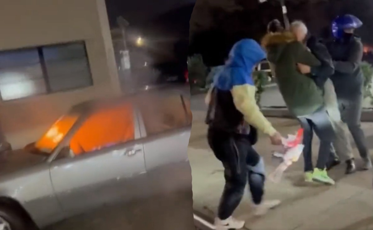 Vehículo arde en llamas y rescatan a hombre de la tercera edad