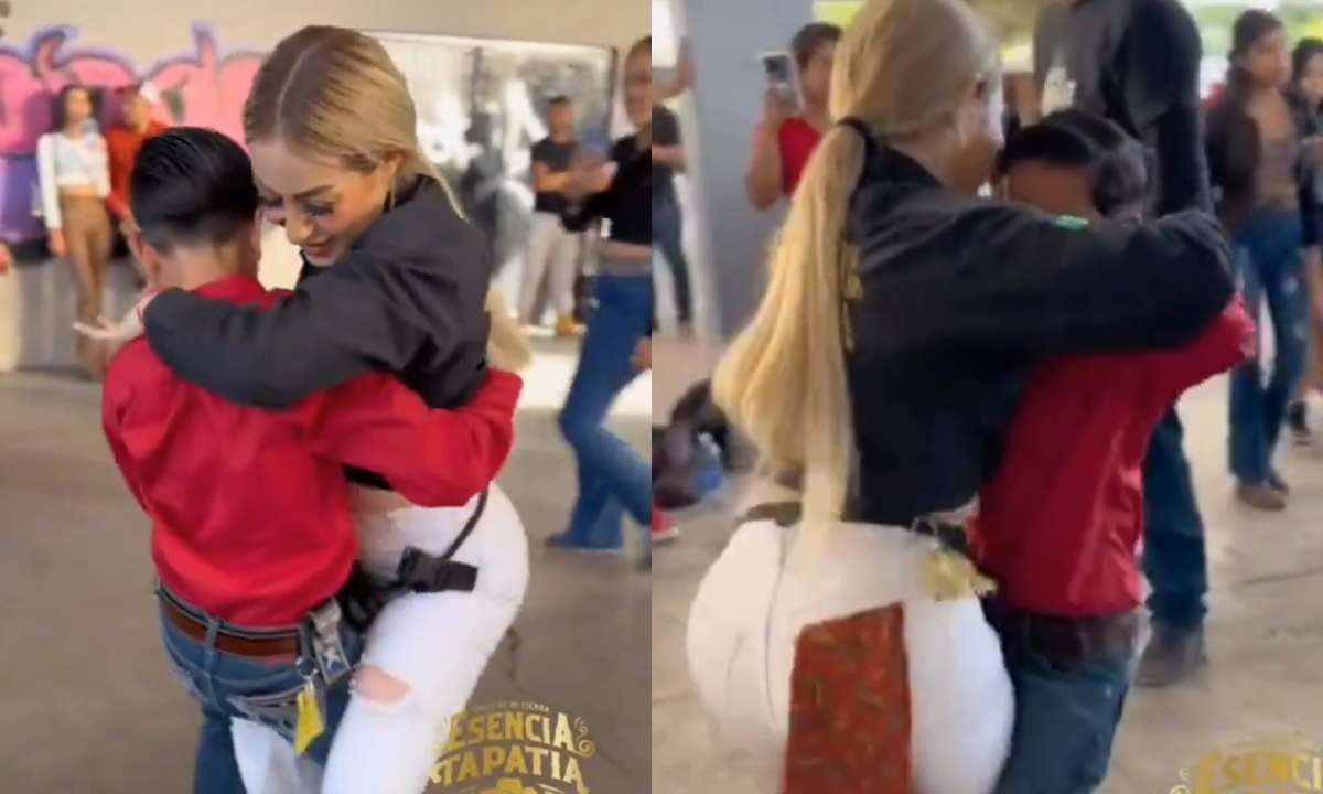 Alumno baila quebradita con su maestra y las redes la buscan
