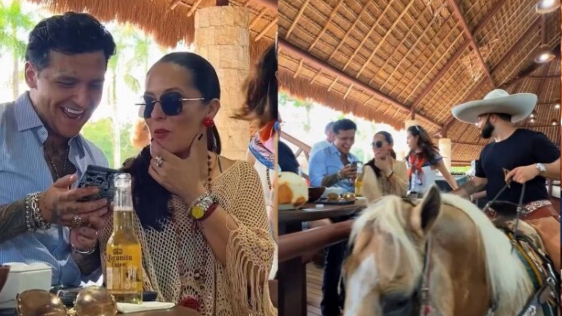"Coqueteo” de la mamá de Ángela Aguilar con Christian Nodal