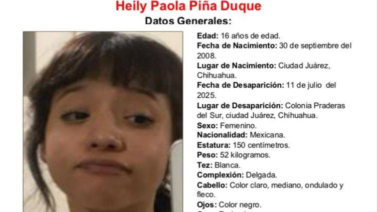 ¿Quién es Heily Paola Piña, menor desaparecida en Ciudad Juárez?