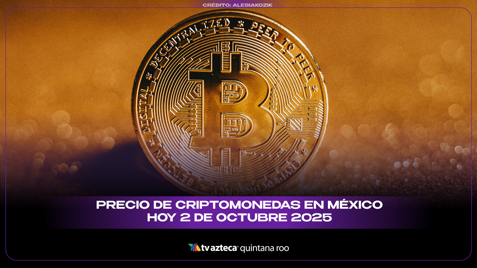 Precio de criptomonedas en México hoy 2 de octubre 2025