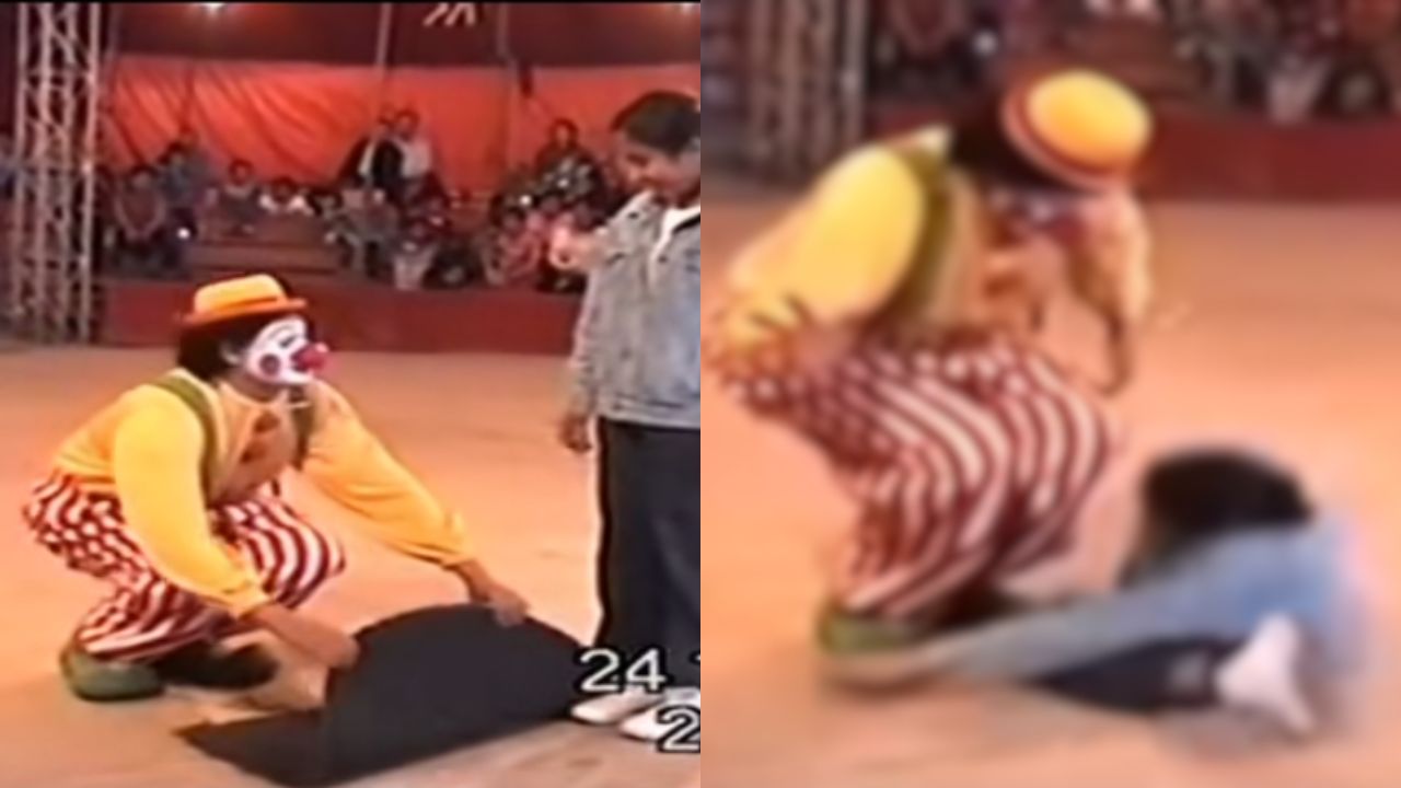 VIDEO | Payaso hace desaparecer a una mujer para un truco de magia y no ...