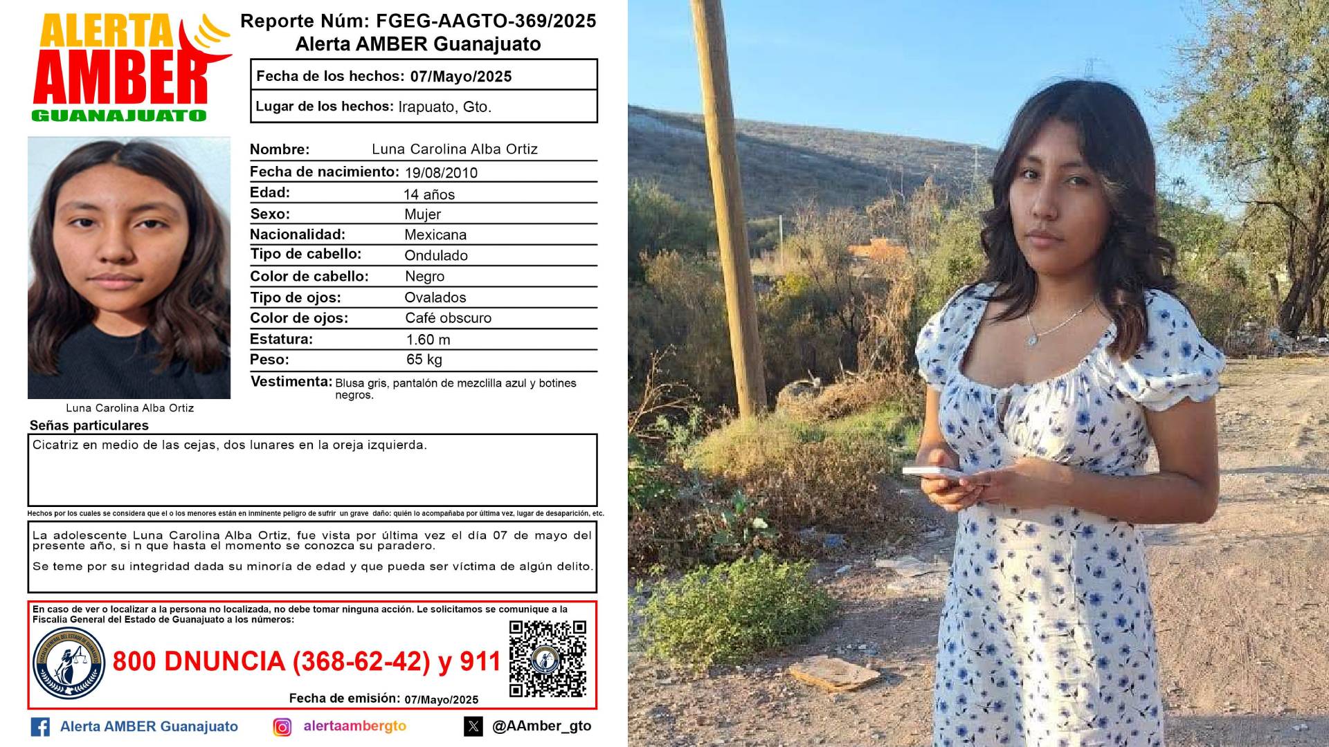 Desaparece Luna Carolina Alba Ortiz en Irapuato, Guanajuato: Alerta Amber