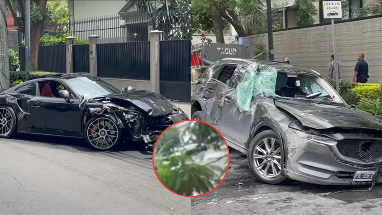 VIDEO: Momento exacto en que el Porsche choca contra camioneta en Polanco